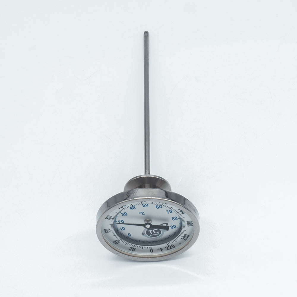 1.5" Tri-Clamp Temperature Gauge with 10.5" Probe (0-220F)